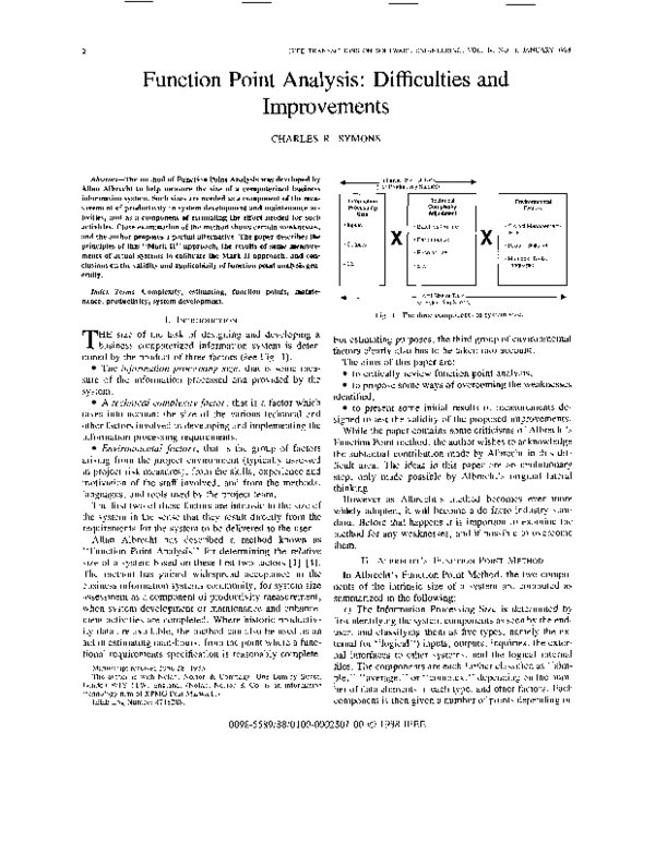 (PDF) Function point analysis: difficulties and improvements