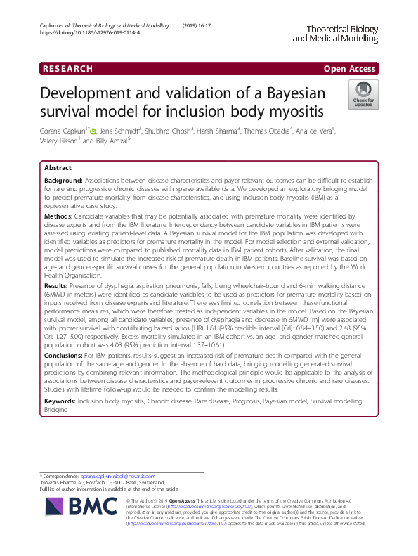 (PDF) Development and validation of a Bayesian survival model for inclusion body myositis