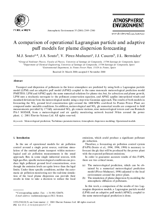 Pdf A Comparison Of Operational Lagrangian Particle And Adaptive Puff