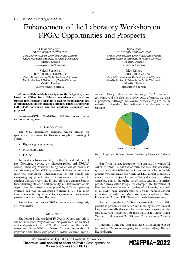 (PDF) Enhancement of the Laboratory Workshop on Fpga: Opportunities and Prospects
