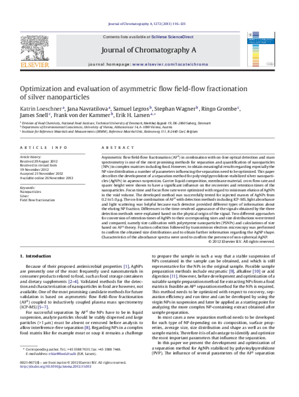 (PDF) Optimization and evaluation of asymmetric flow field-flow fractionation of silver ...