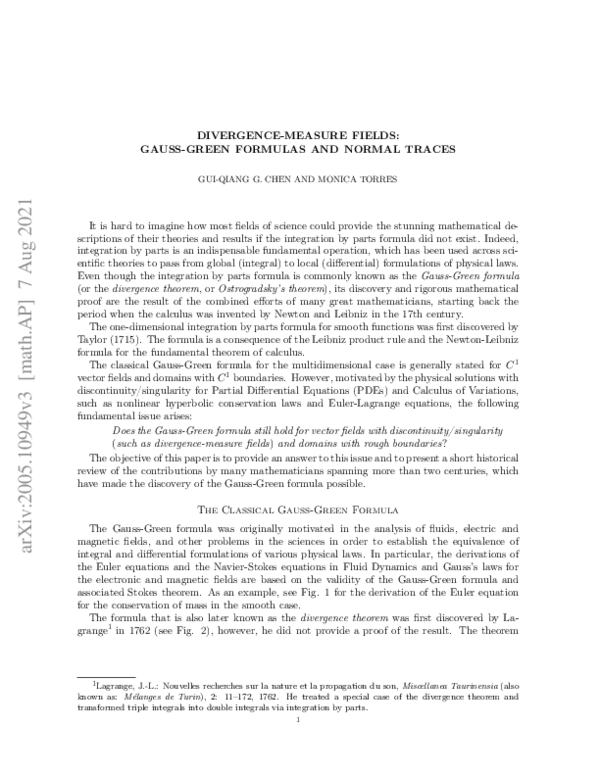 (PDF) Divergence-Measure Fields: Gauss-Green Formulas and Normal Traces