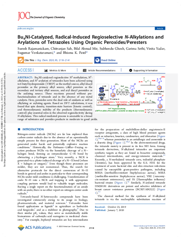 (PDF) Bu4NI-Catalyzed, Radical-Induced Regioselective N-Alkylations and ...