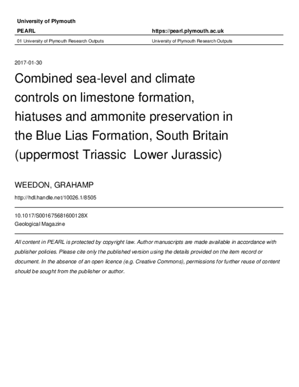 (PDF) Combined sea-level and climate controls on limestone formation ...