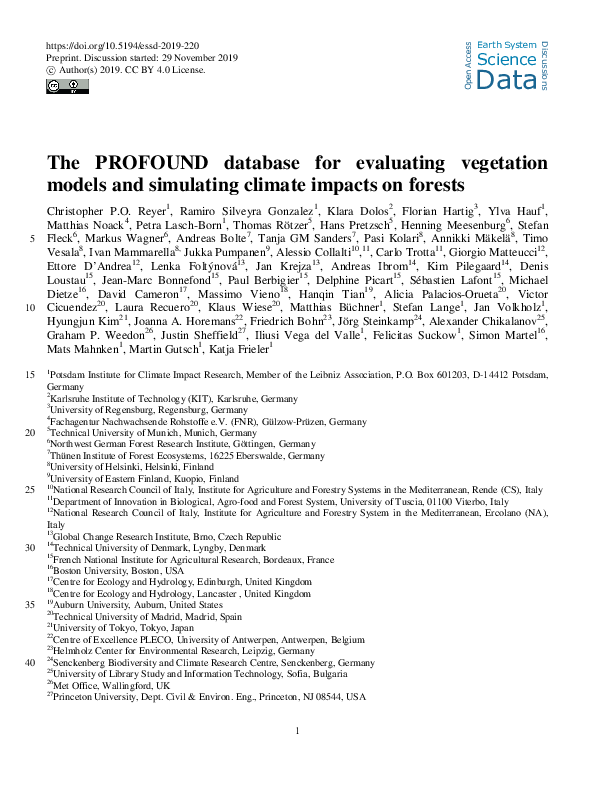 (PDF) The PROFOUND database for evaluating vegetation models and simulating climate impacts on ...