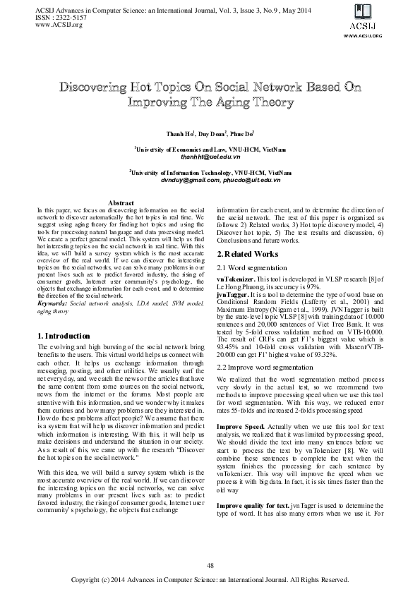 (PDF) Discovering Hot Topics On Social Network Based On Improving The ...