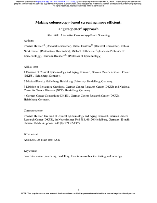 (PDF) Making colonoscopy-based screening more efficient: a ‘gateopener ...