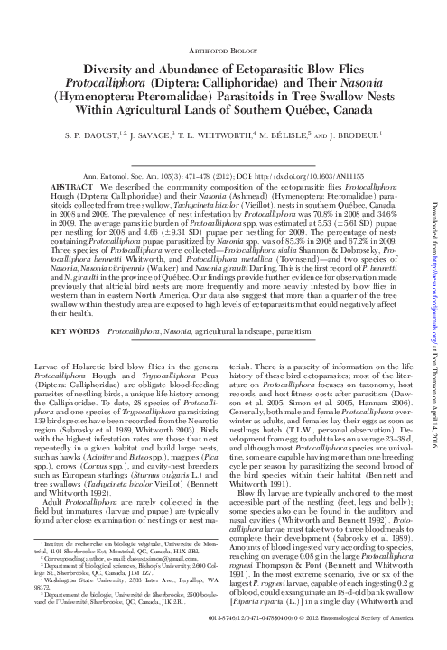 (PDF) Diversity and Abundance of Ectoparasitic Blow Flies ...