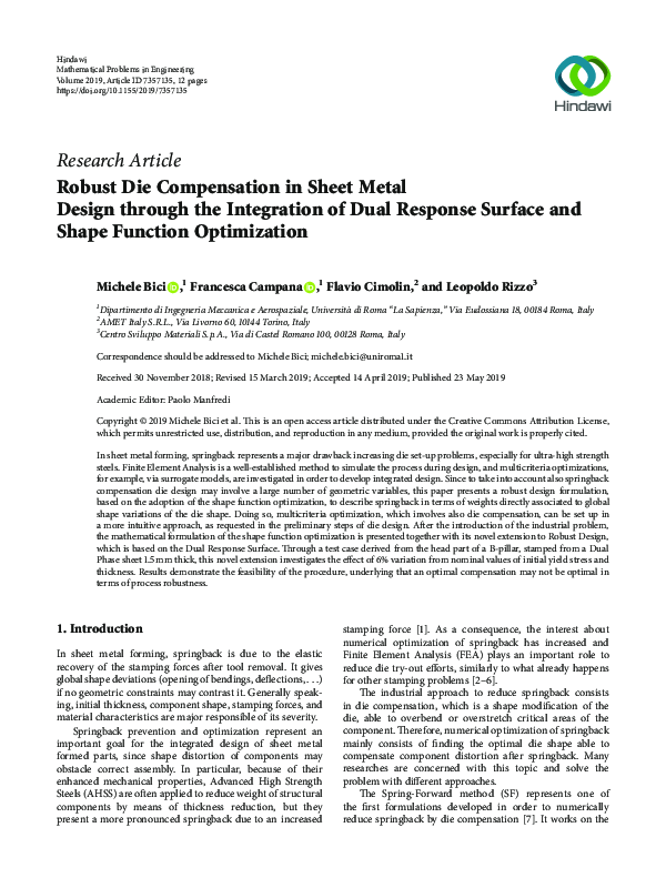 (PDF) Robust Die Compensation in Sheet Metal Design through the Integration of Dual Response ...