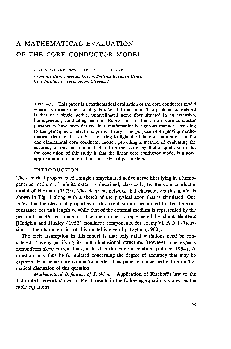 (PDF) A Mathematical Evaluation of the Core Conductor Model | John ...