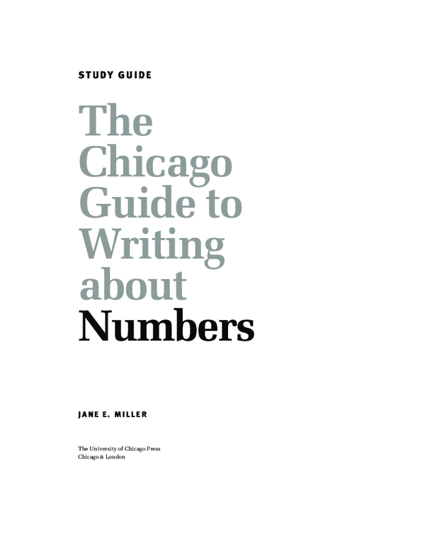 (PDF) The Chicago Guide to Writing About Numbers