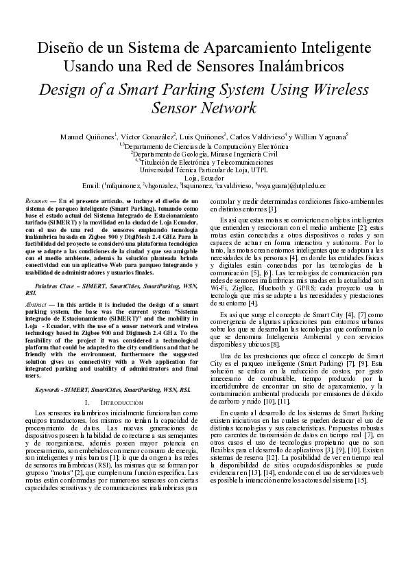 (PDF) Design of a smart parking system using wireless sensor network