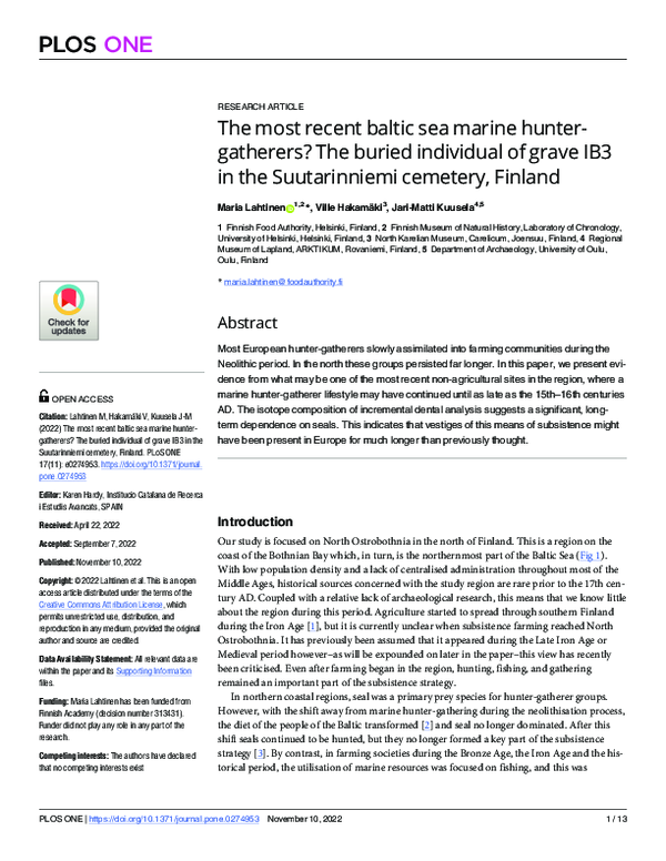 (PDF) The most recent baltic sea marine hunter-gatherers? The buried ...
