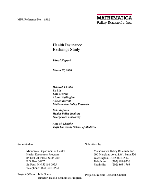 (PDF) Health Insurance Exchange Study