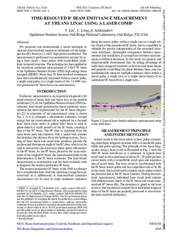 (PDF) Time-Resolved H⁻ Beam Emittance Measurement at the SNS Linac ...