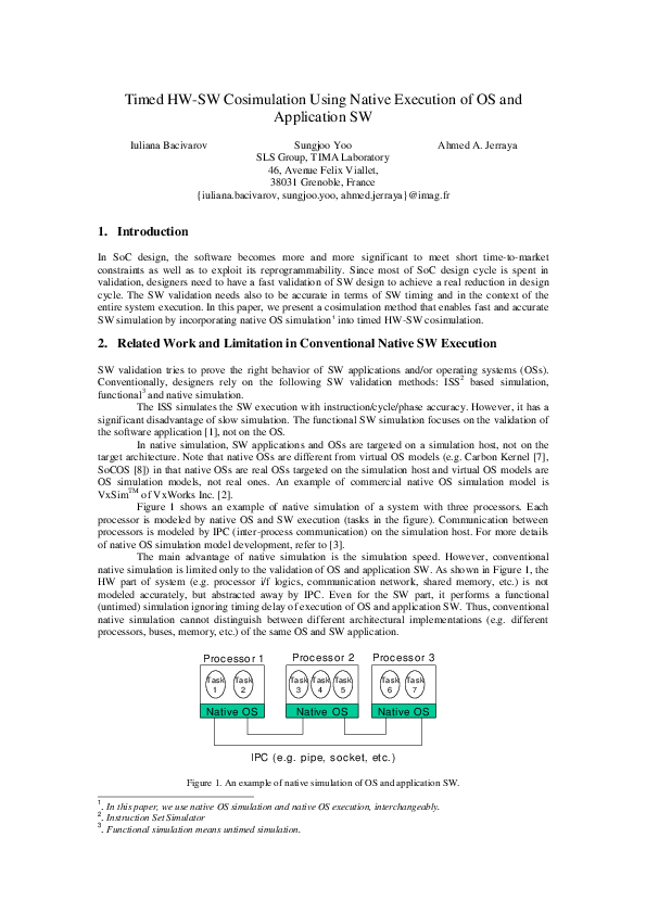(PDF) Timed HW-SW cosimulation using native execution of OS and application SW
