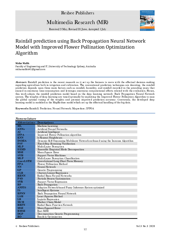 (PDF) Rainfall prediction using Back Propagation Neural Network Model with Improved Flower ...