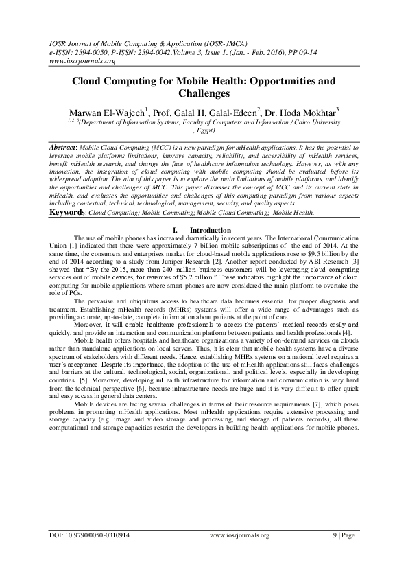(PDF) Challenges and opportunities of Mobile Cloud Computing