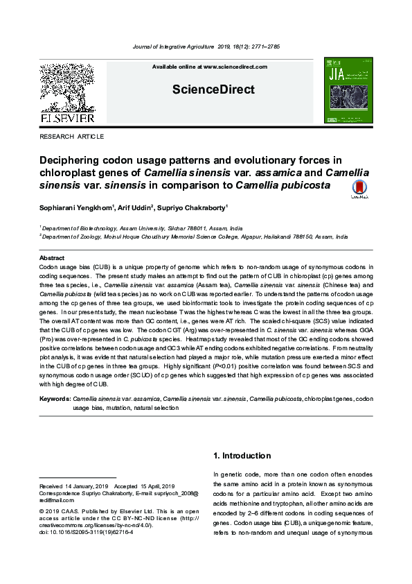 Pdf Deciphering Codon Usage Patterns And Evolutionary Forces In