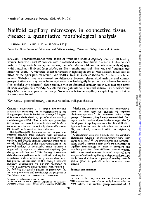 (PDF) Nailfold capillary microscopy in connective tissue disease: a ...