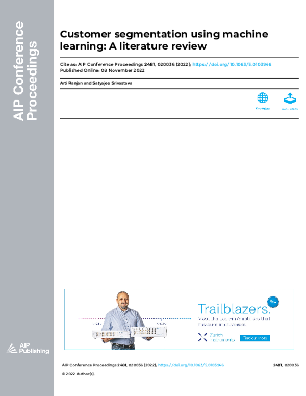 (PDF) Customer segmentation using machine learning: A literature review