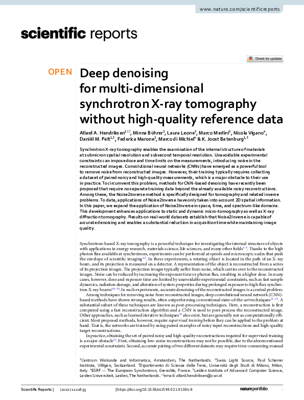 (PDF) Deep denoising for multi-dimensional synchrotron X-ray tomography ...