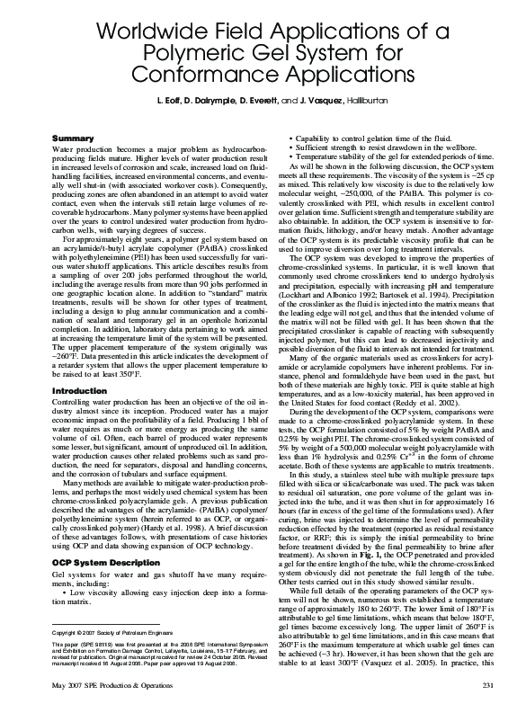 (PDF) Worldwide Field Applications of a Polymeric Gel System for ...