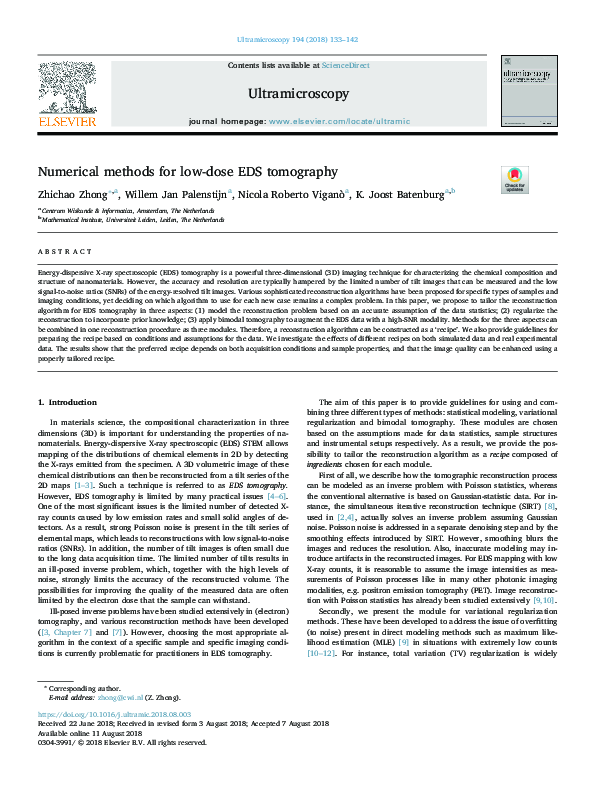 (PDF) Numerical methods for low-dose EDS tomography