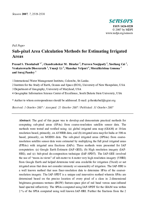 (PDF) Full Paper Sub-pixel Area Calculation Methods for Estimating ...