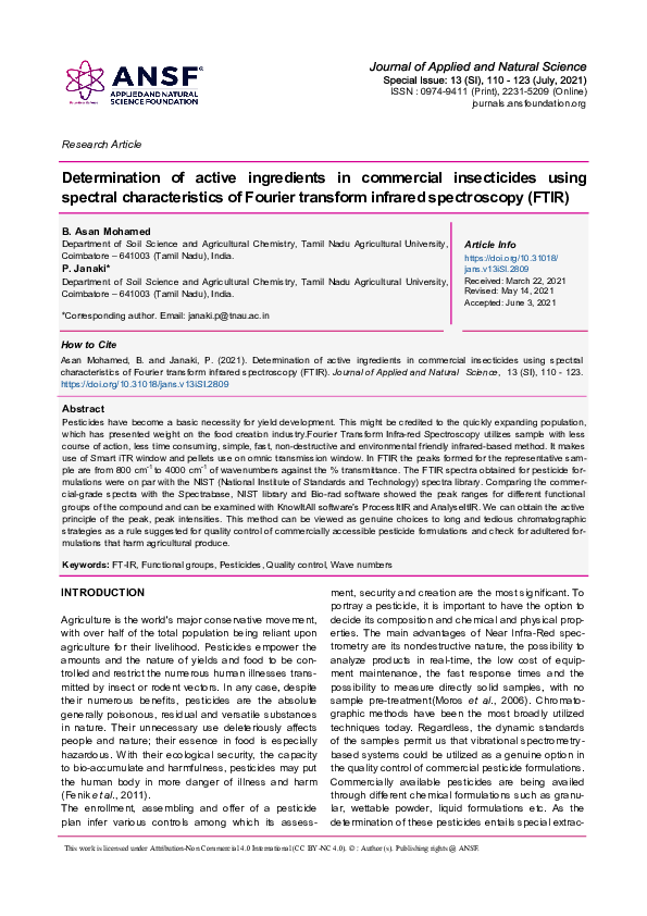 (PDF) Determination of active ingredients in commercial insecticides ...