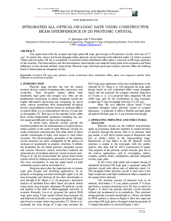 (PDF) Integrated All-Optical or Logic Gate Using Constructive Beam ...