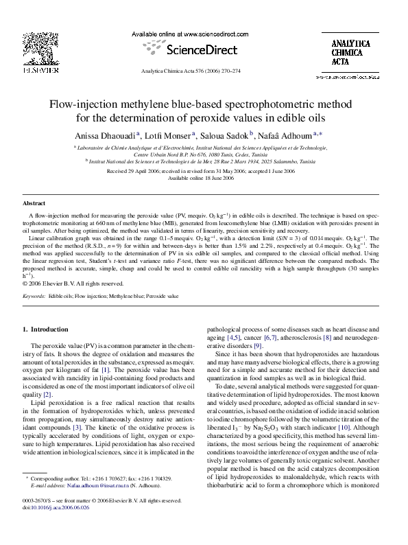 Pdf Flow Injection Methylene Blue Based Spectrophotometric Method For The Determination Of