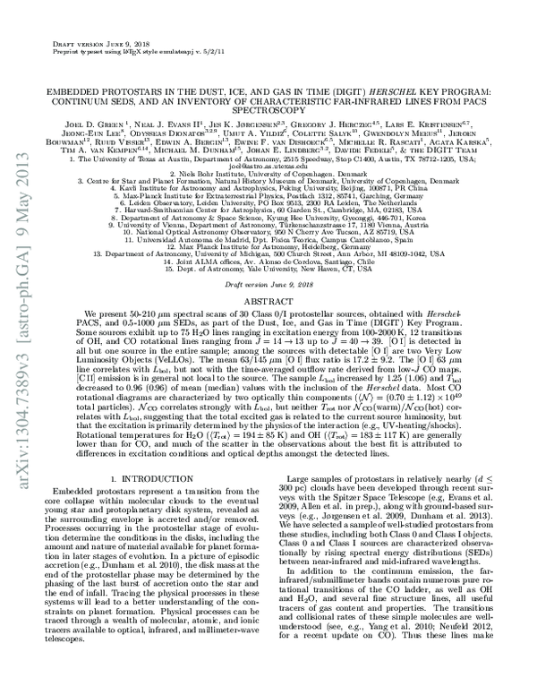 (PDF) EMBEDDED PROTOSTARS IN THE DUST, ICE, AND GAS IN TIME (DIGIT ...