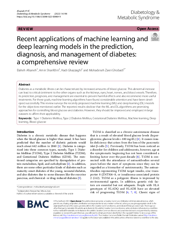 (PDF) Recent applications of machine learning and deep learning models ...