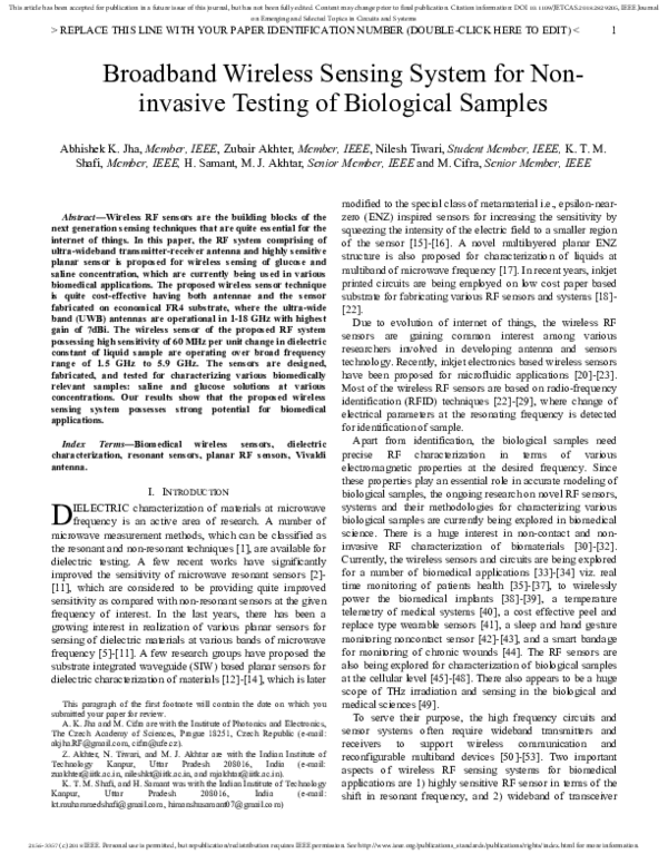 (PDF) Broadband Wireless Sensing System for Non-Invasive Testing of ...