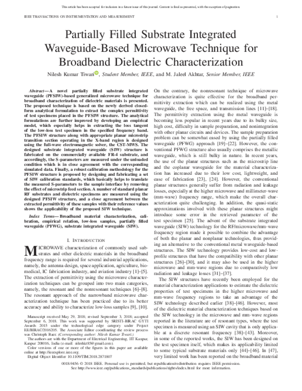 (PDF) Partially Filled Substrate Integrated Waveguide-Based Microwave Technique for Broadband ...