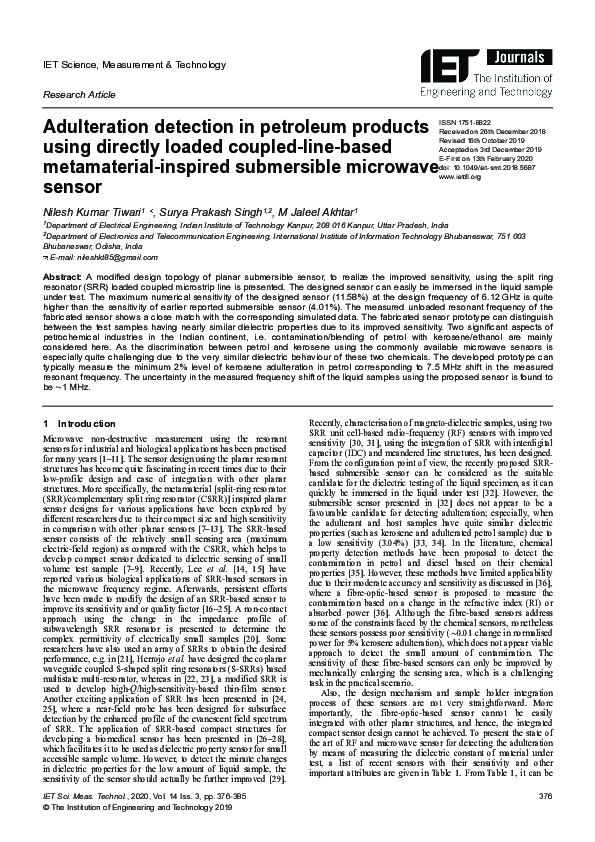 (PDF) Adulteration detection in petroleum products using directly loaded coupled‐line‐based ...