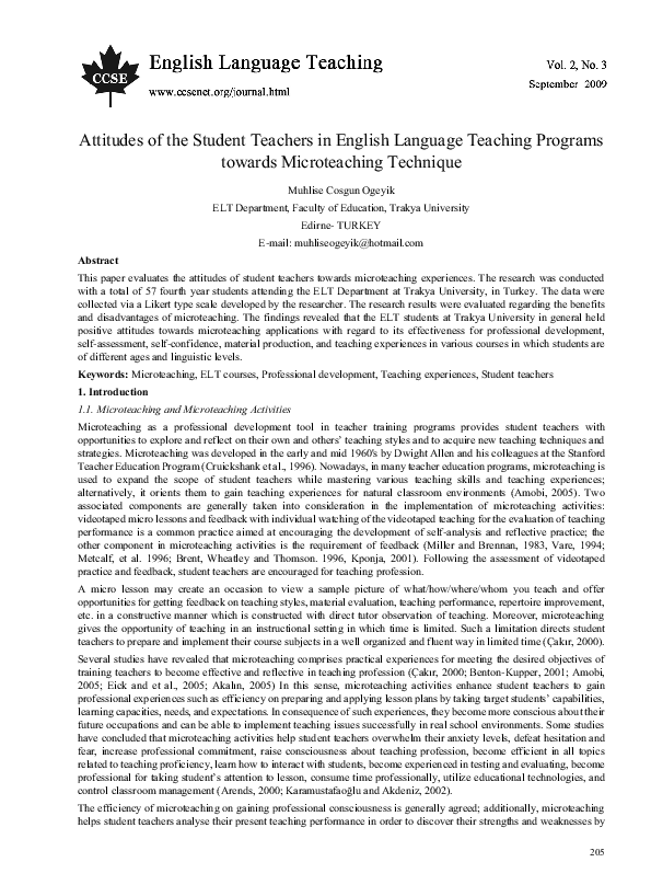 (PDF) Attitudes of the Student Teachers in English Language Teaching ...