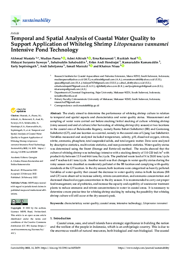 Pdf Temporal And Spatial Analysis Of Coastal Water Quality To Support
