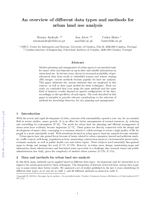 Pdf An Overview Of Different Data Types And Methods For Urban Land