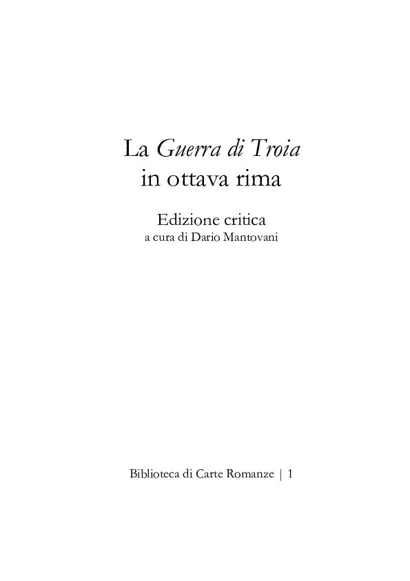 (PDF) La Guerra di Troia in Ottava Rima