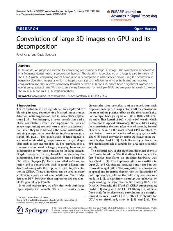 (PDF) Convolution of large 3D images on GPU and its decomposition