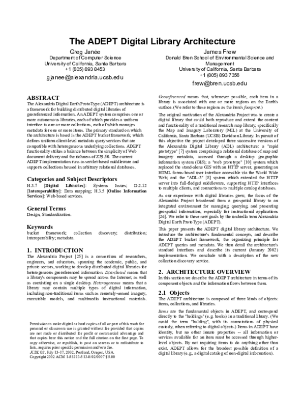 (PDF) The ADEPT digital library architecture