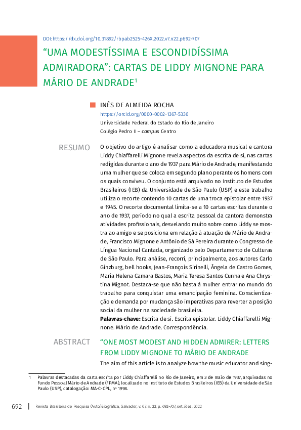 (PDF) “Uma modestíssima e escondidíssima admiradora”: cartas de Liddy ...