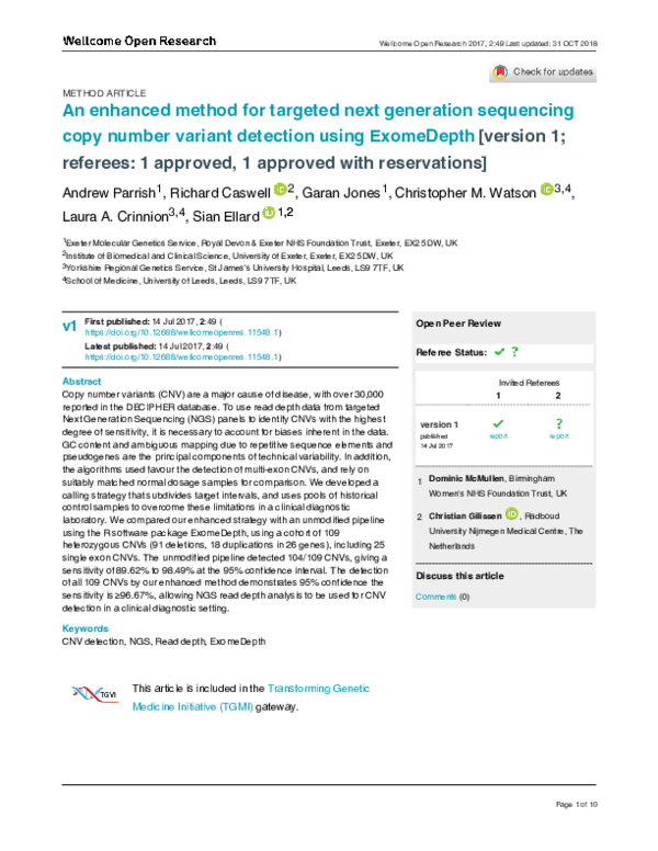 Pdf An Enhanced Method For Targeted Next Generation Sequencing Copy