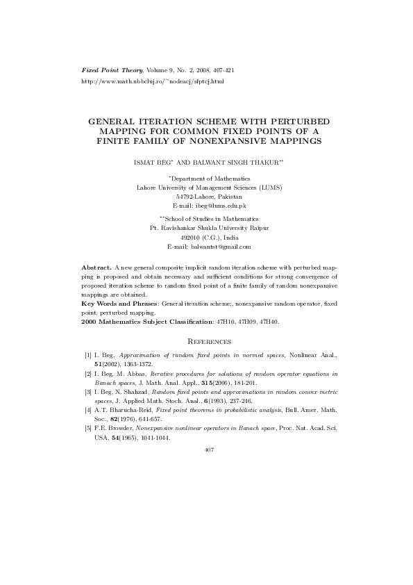 Pdf General Iteration Scheme With Perturbed Mapping For Common Fixed