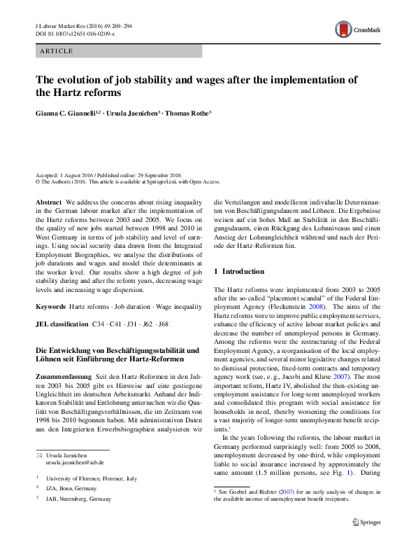 (PDF) The evolution of job stability and wages after the implementation ...