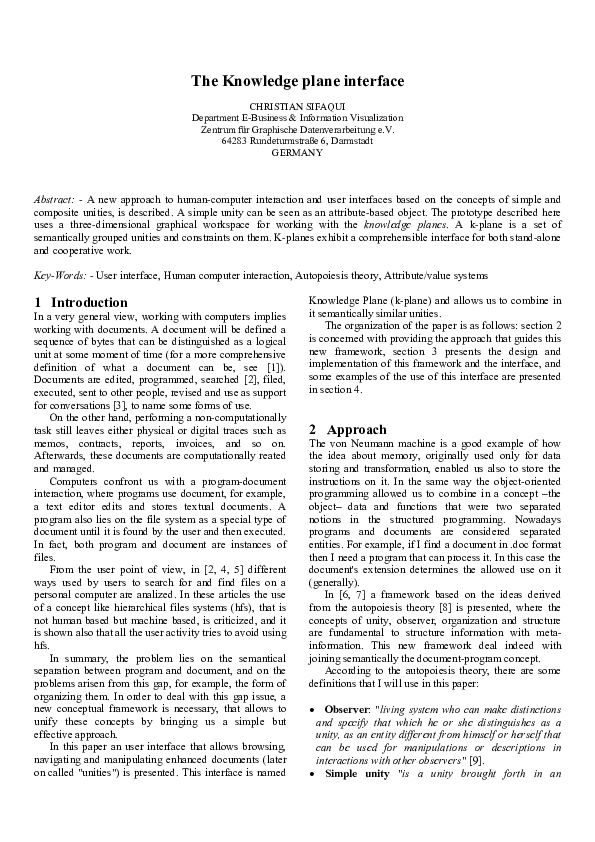(PDF) The Knowledge plane interface