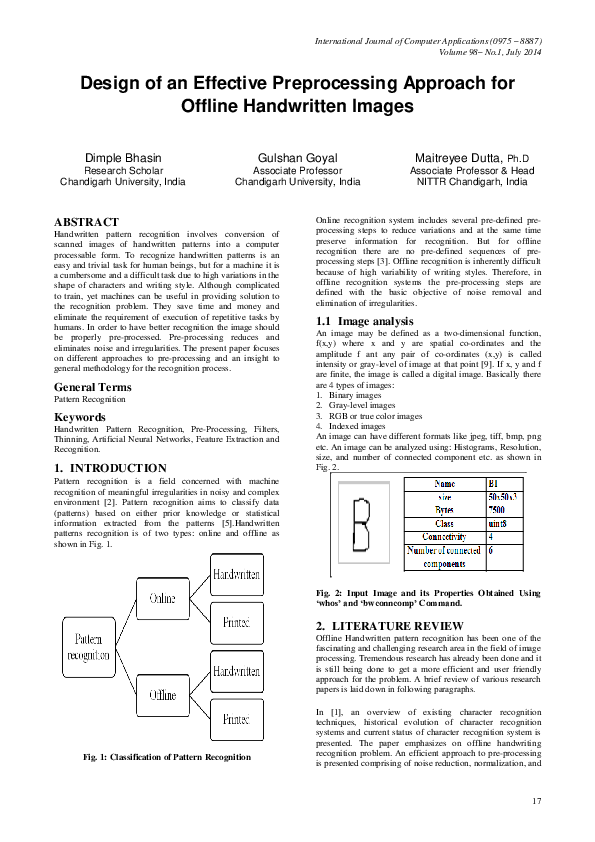 (PDF) Design of an Effective Preprocessing Approach for Offline Handwritten Images
