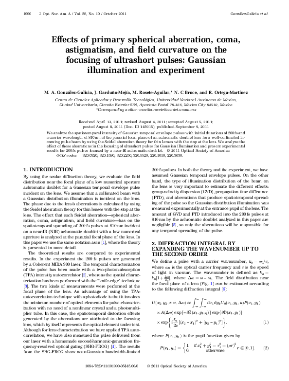 (PDF) Effects of primary spherical aberration, coma, astigmatism, and ...